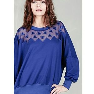 Rehab | Tops | Retro Royal Blue Triangle Patches On Mesh | Poshmark